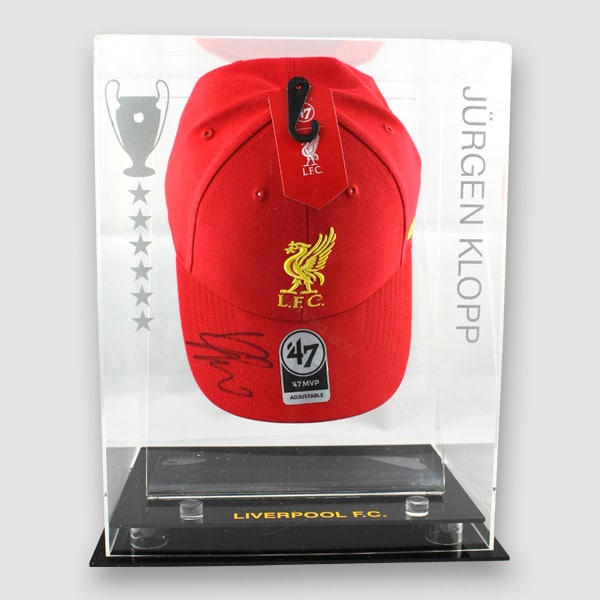 Red Liverpool Cap Personally Signed by Jurgen Klopp in Display Case ...