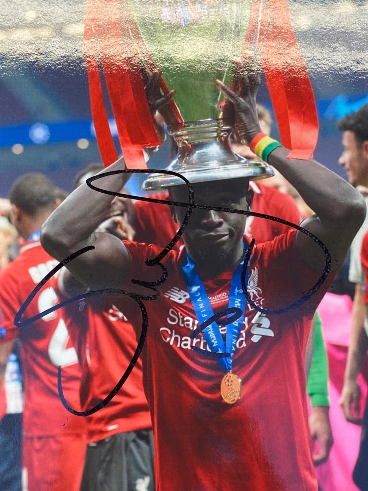 Liverpool signed Sadio Mane Photo Montage Framed Trophy Celebrations ...