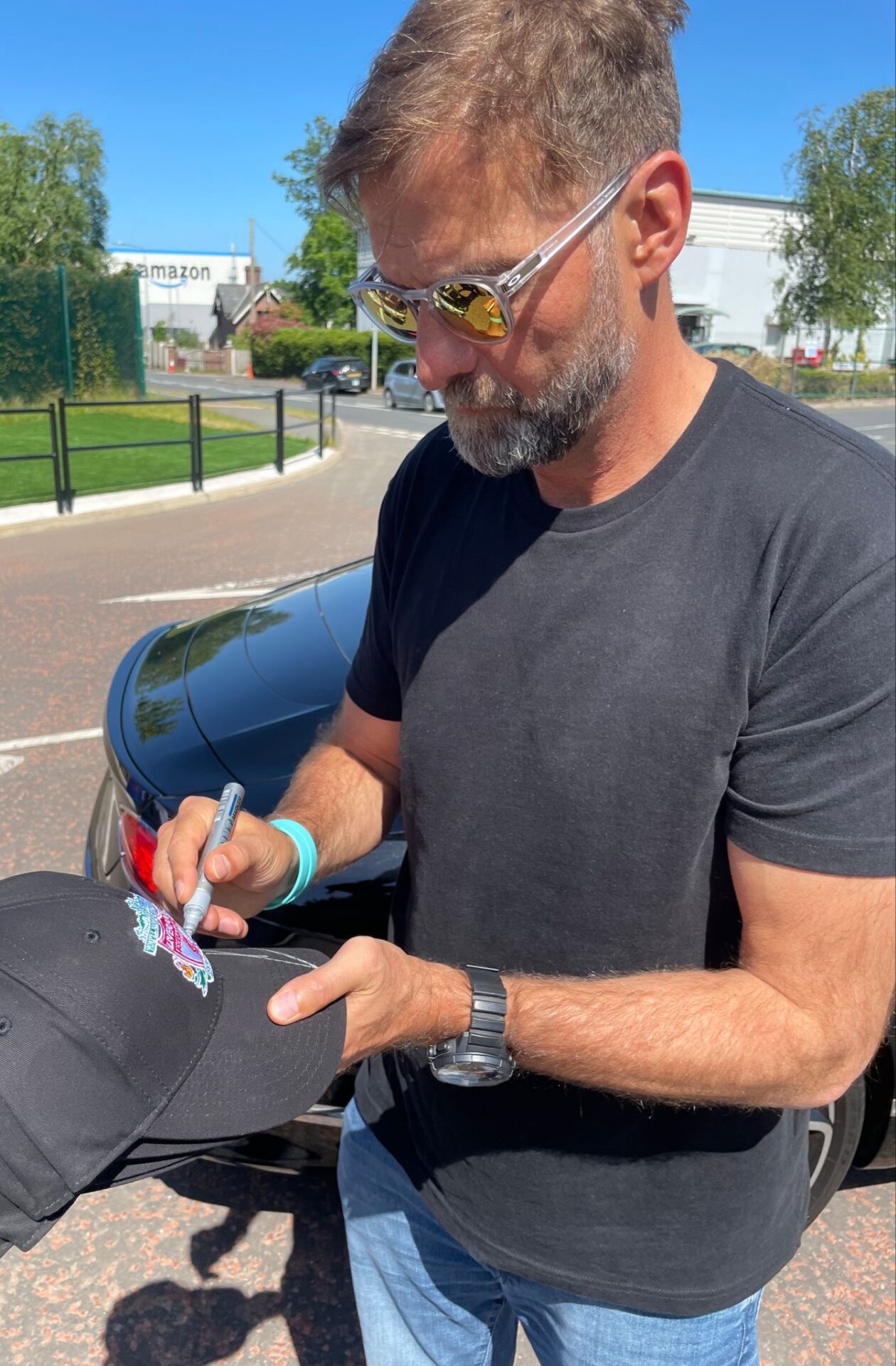Black Liverpool Cap Personally Signed by Jurgen Klopp in Display Case ...