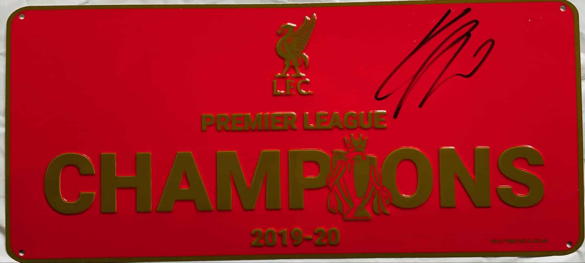 Jurgen Klopp signed Street sign Liverpool Premier League Champions 2019 ...
